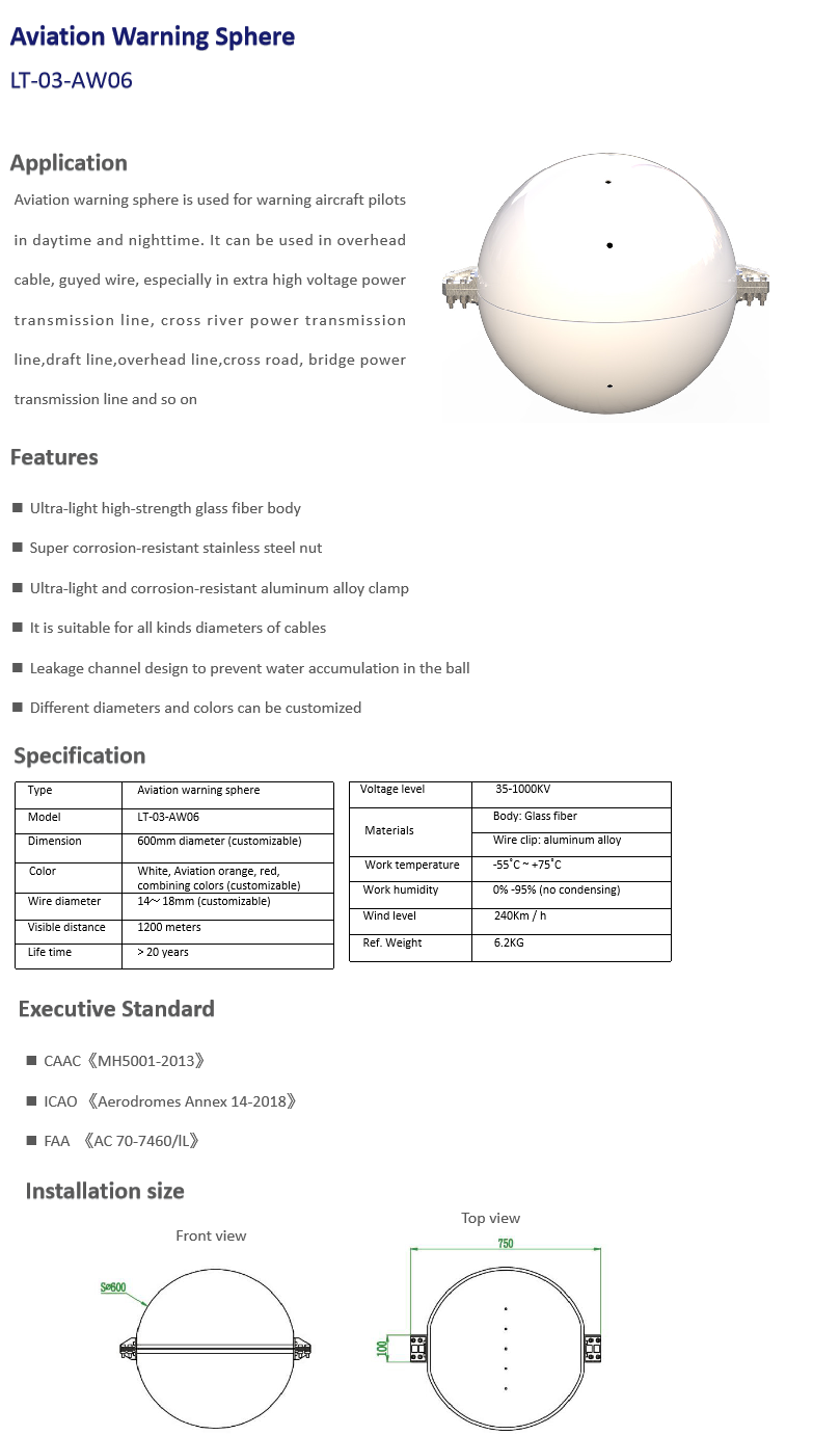 Fiberglass Warning Sphere Manufacturer